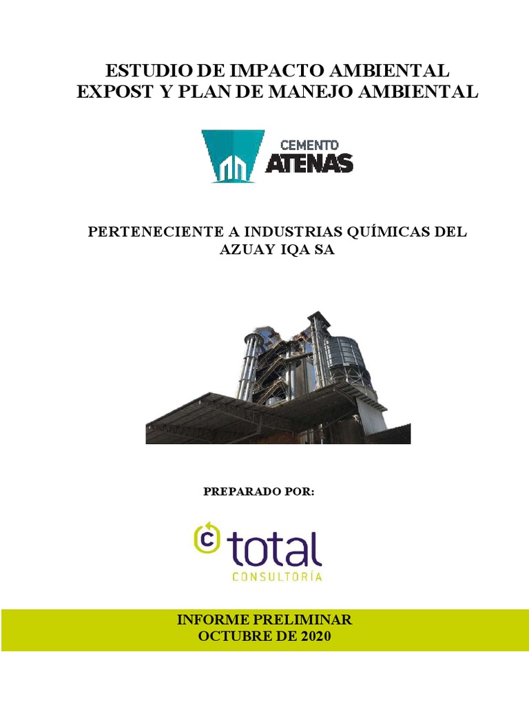 Eia Expost Del Proyecto Cemento Atenas | PDF | Evaluación de impacto ambiental | Cemento