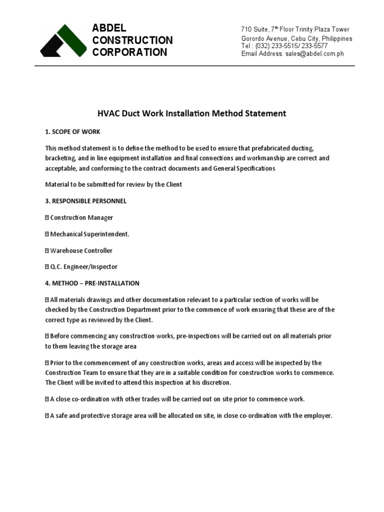 Abdel Construction Corporation: HVAC Duct Work Installation Method ...