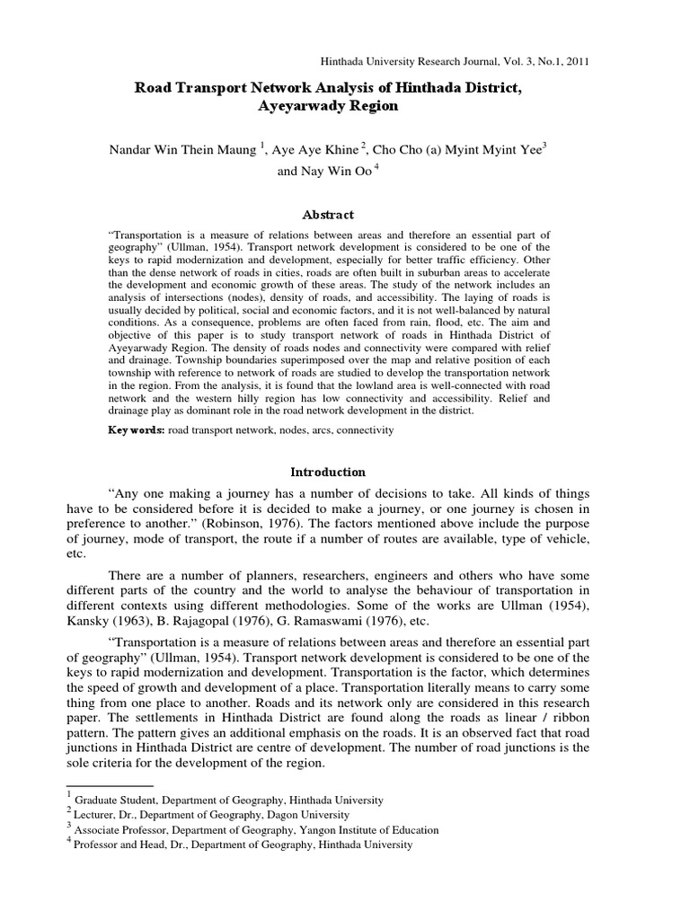 Hinthada District Road Network Analysis | PDF | Transport | Climate
