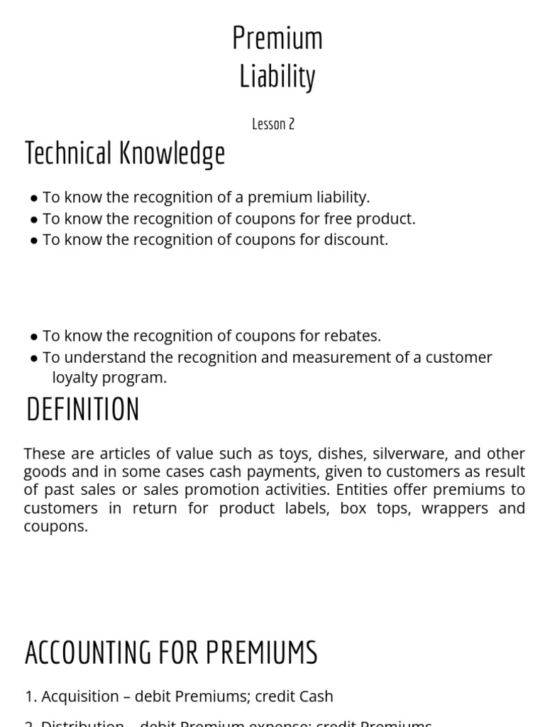 Lesson2 - Premium Liability | PDF | Debits And Credits | Coupon