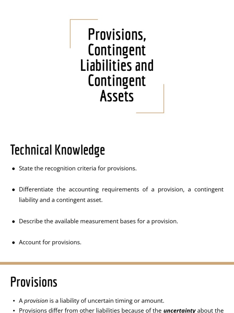 Accounting for Provisions, Contingent Liabilities and Contingent Assets ...