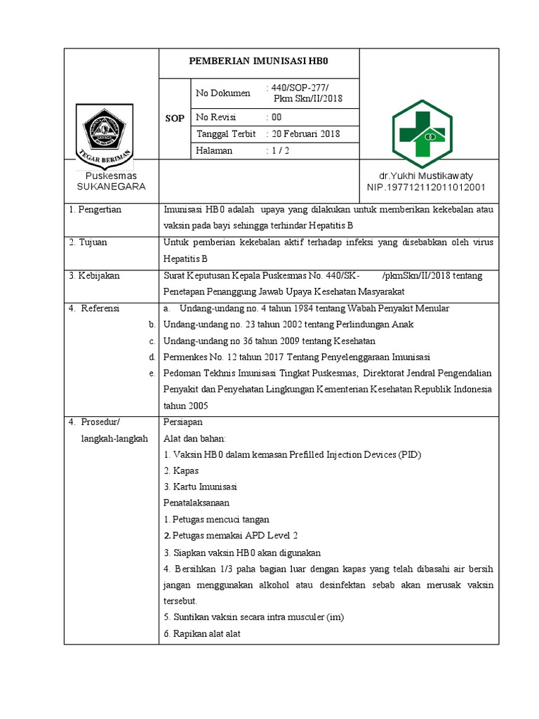 SOP Imunisasi HB0 | PDF | Pengembangan Diri | Sains & Matematika