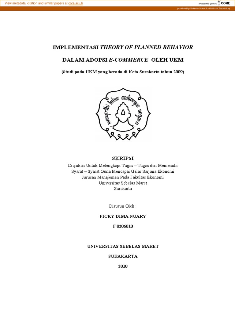 Implementasi Theory of Planned Behavior Dalam Adopsi E-Commerce Oleh ...