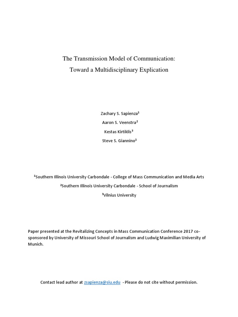 The Transmission Model of Communication | PDF | Communication | Metaphor