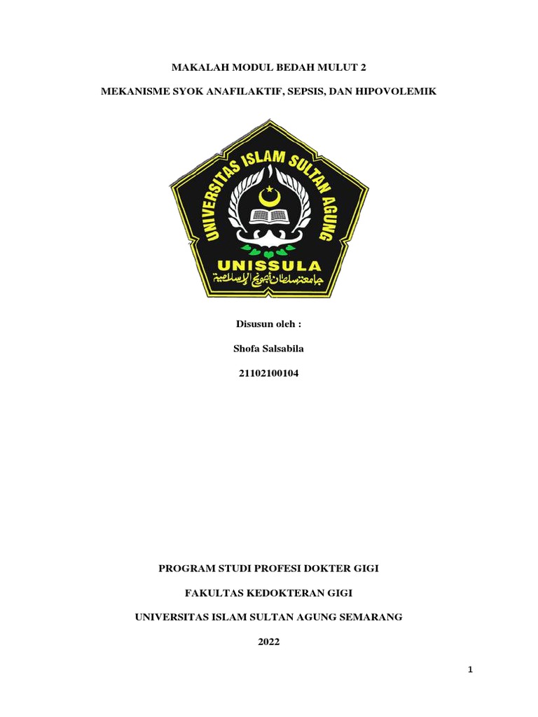 Refrat - Mekanisme Syok Anafilaktik, Sepsis, Dan Hipovolemik - Shofa ...