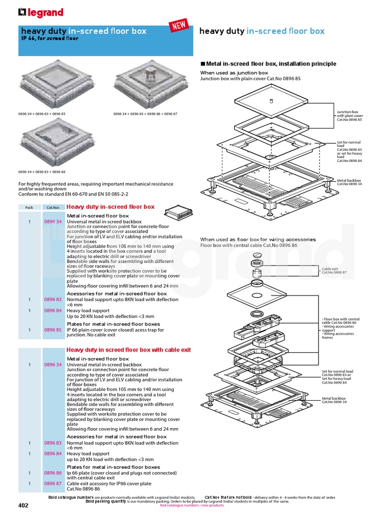 Cms Floor Boxes Technical Data | PDF | Electrical Wiring | Manufactured ...