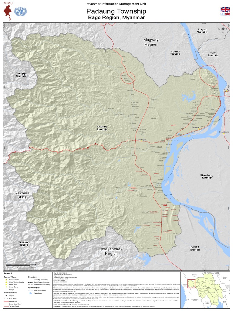 TSP Map VL Padaung - Bago MIMU154v05 20apr2020 A1 Eng | PDF | Myanmar