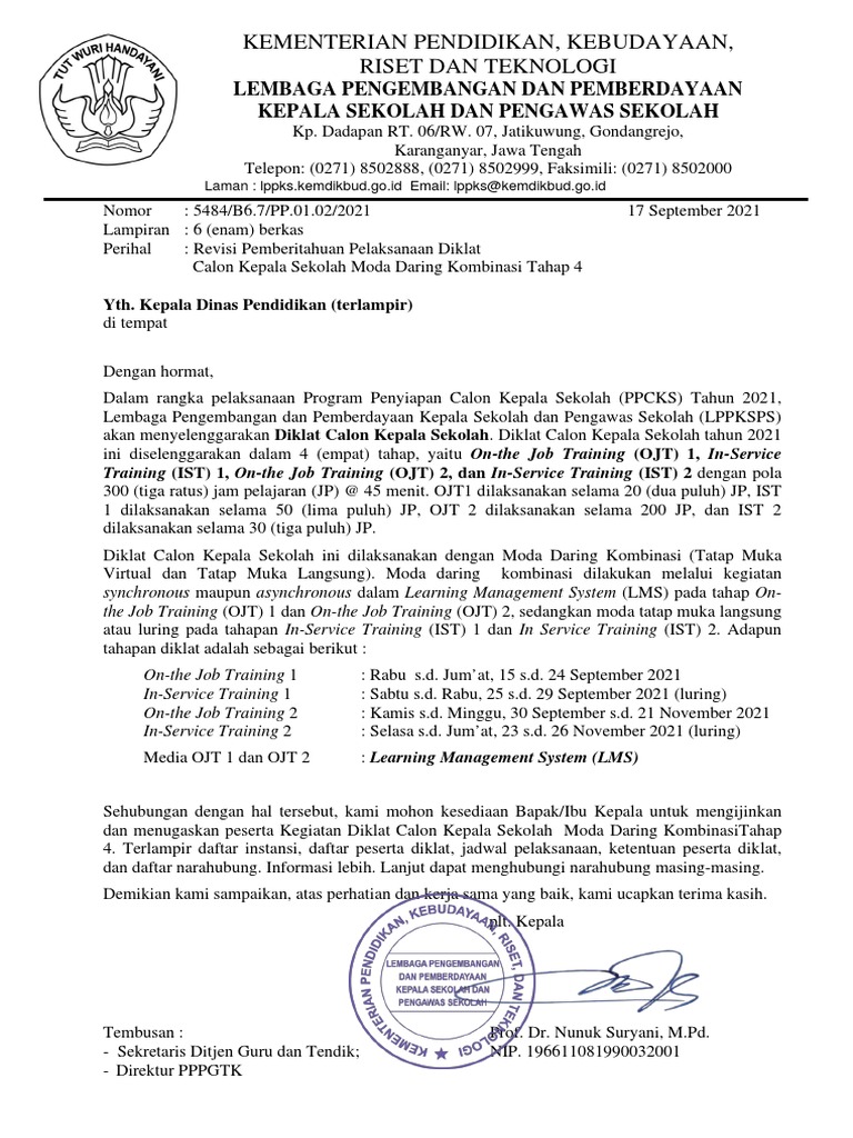 Revisi Surat Pemberitahuan Diklat CKS Moda Darkom TAHAP 4 | PDF