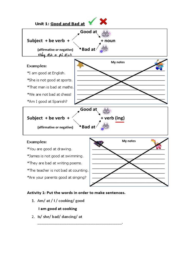 "To Be Good At" Exercises | PDF | Linguistics | Grammar