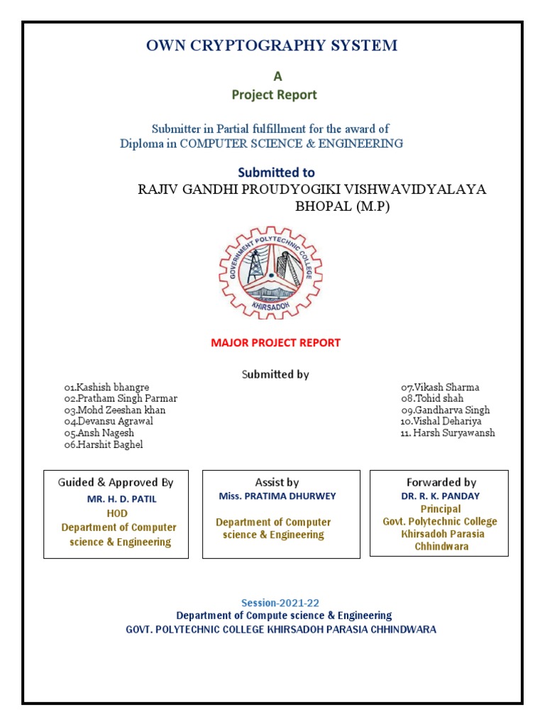 Own Cryptography System: A Project Report | PDF | Cryptography | Key (Cryptography)
