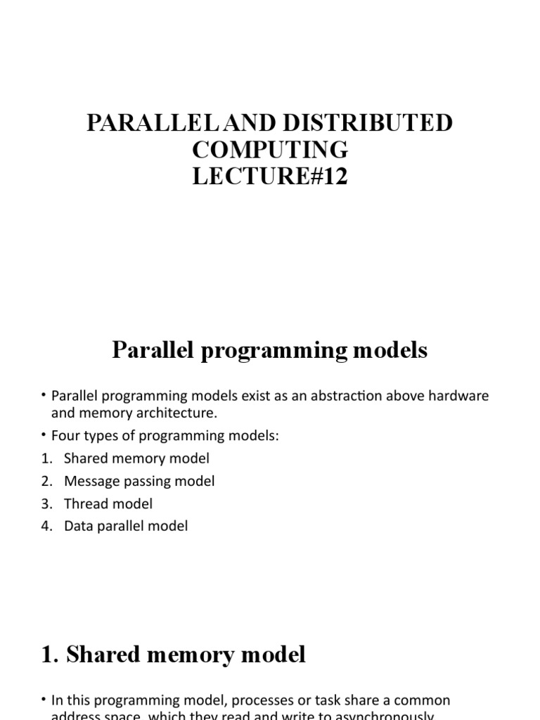 Parallel And Distributed Computing Lecture Models Pdf Process 6514