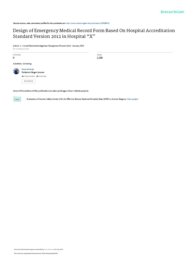 Design of Emergency Medical Record Form Based On H | PDF | Hospital ...