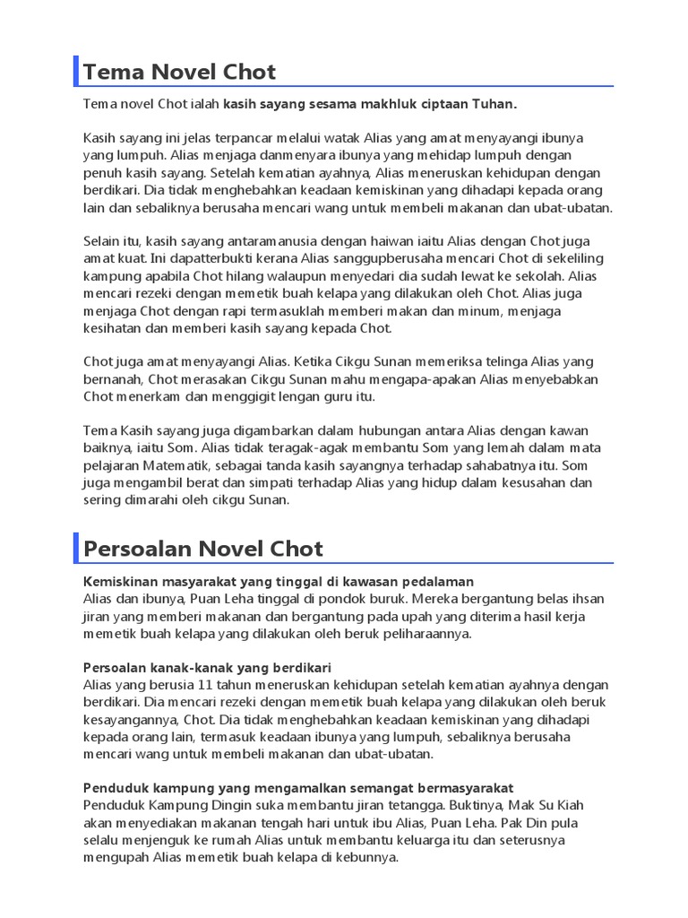 Nota Novel Chot | PDF