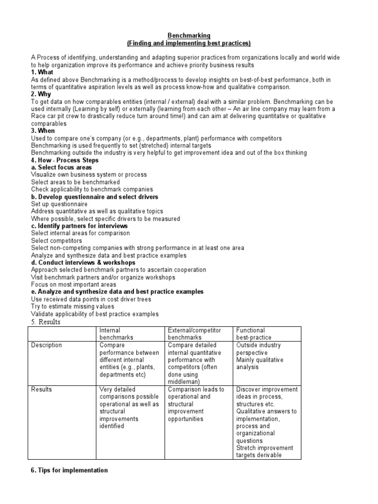 Benchmarking | PDF | Benchmarking | Qualitative Research