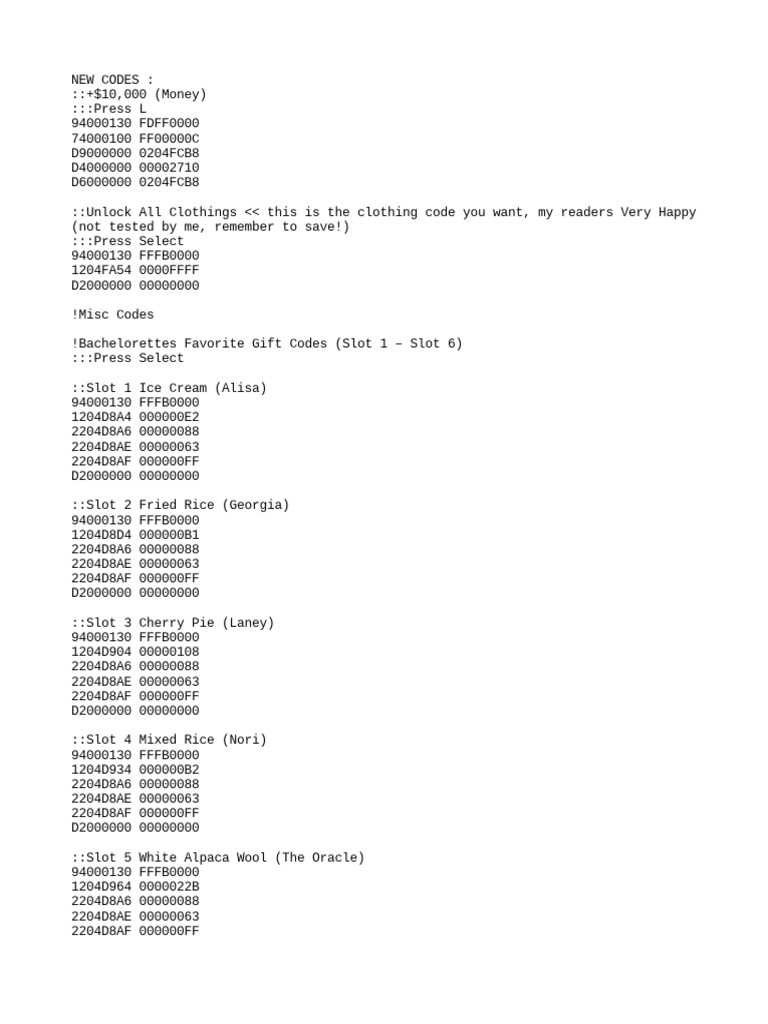 Cheat Code Harvest Moon - The Tale of Two Towns Version 2 | PDF ...