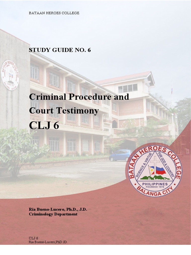 Criminal Procedure and Court Testimony: Study Guide No. 6 | PDF ...