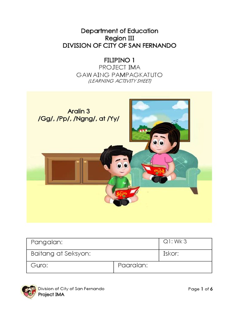 Aralin 3 Activity Sheet Project IMA - W3 | PDF