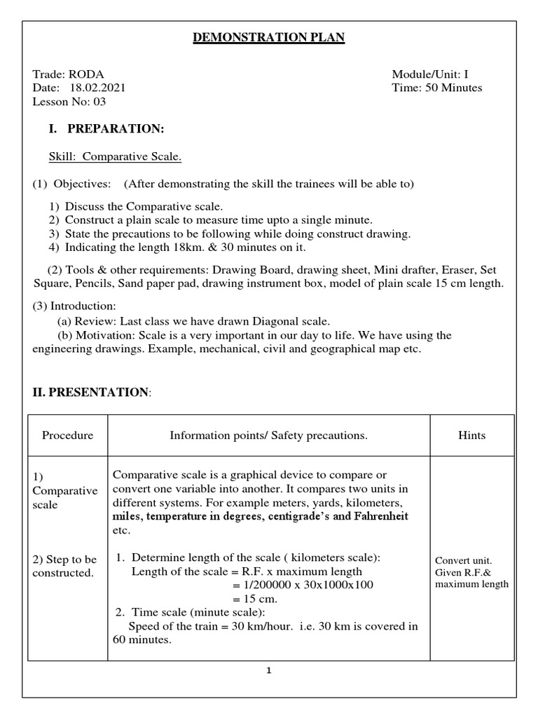 Demonstration Plan: Convert Unit. Given R.F.& Maximum Length | PDF ...