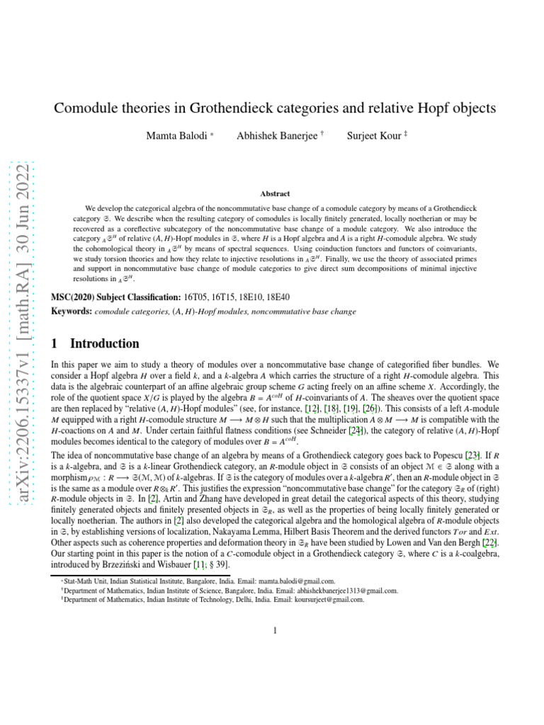 Comodule Theories in Grothendieck Categories and Relative Hopf Objects ...