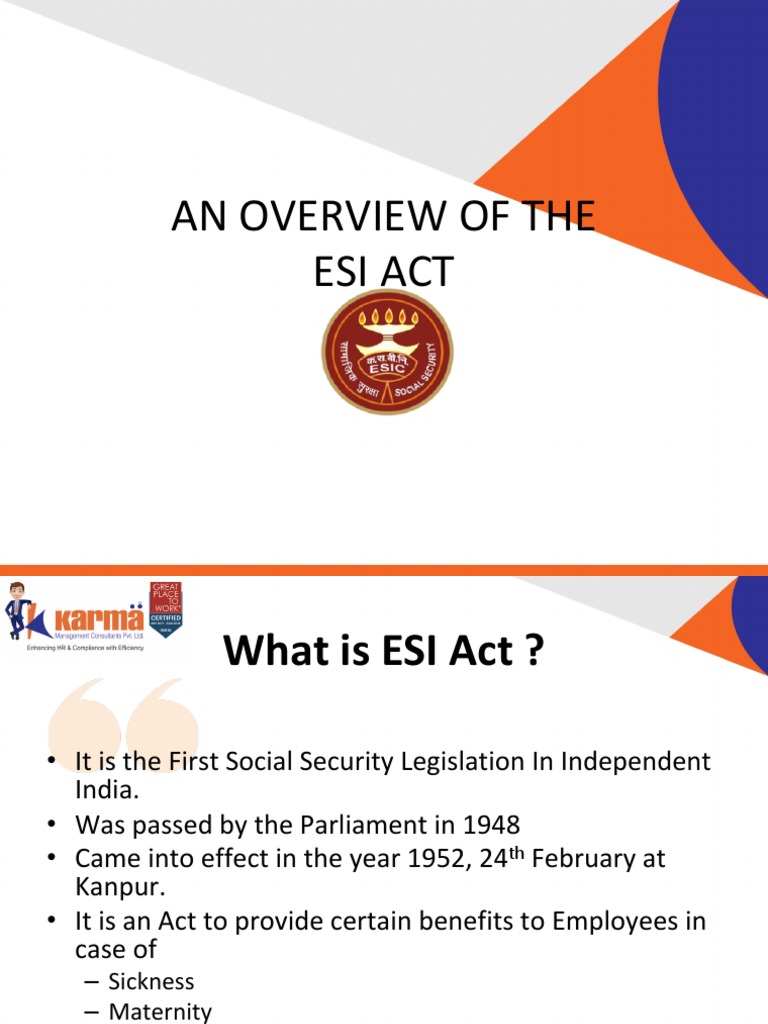 ESI Act Overview | PDF | Employment