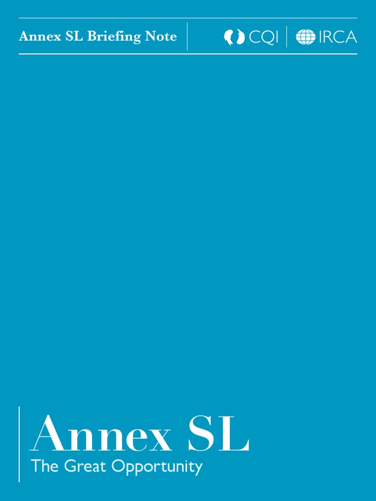 Annex SL Briefing Note Low Res | PDF | Internal Audit | Audit