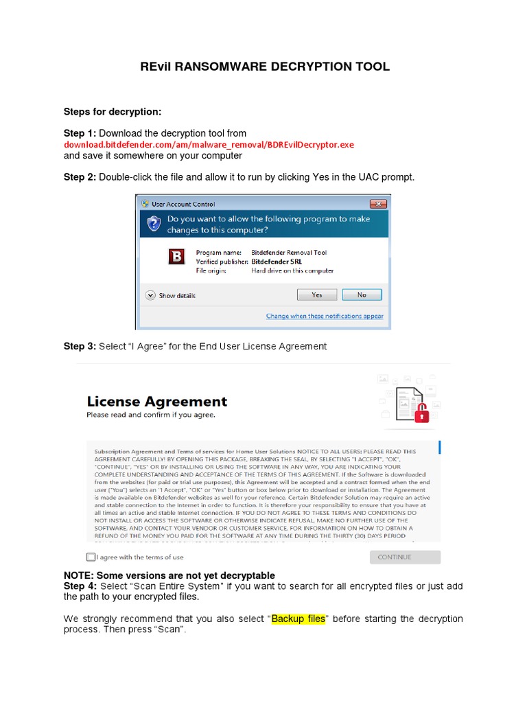 Revil Ransomware Decryption Tool: Steps For Decryption: Step 1 ...