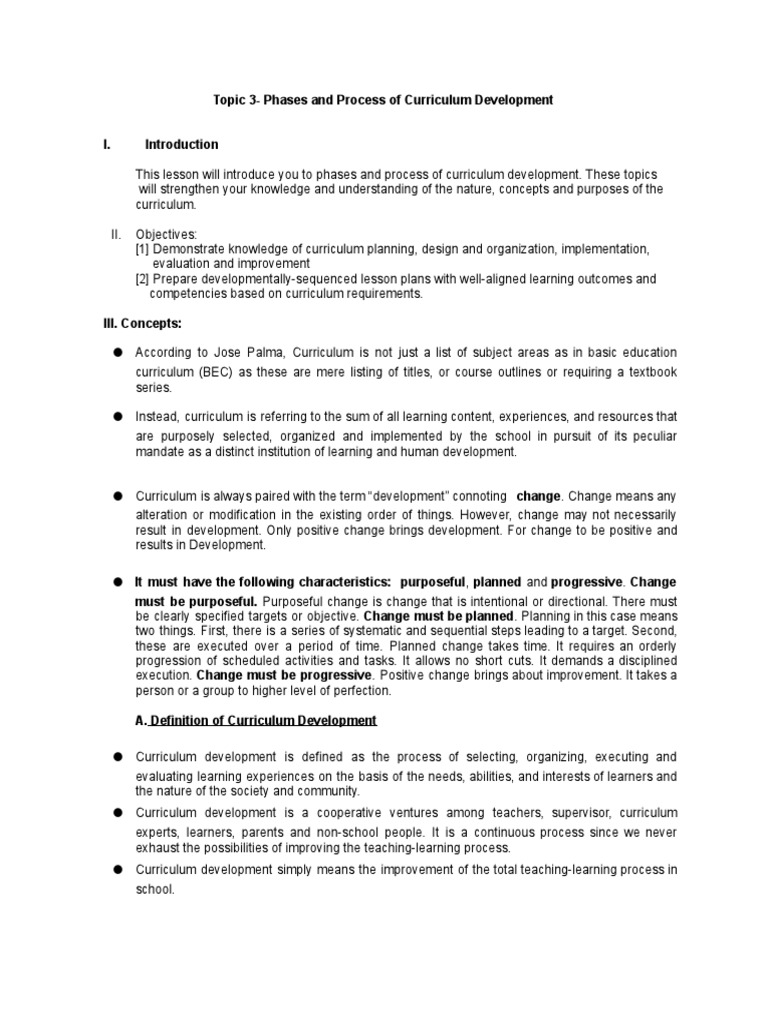 Key Elements of Curriculum Development | PDF | Curriculum | Learning