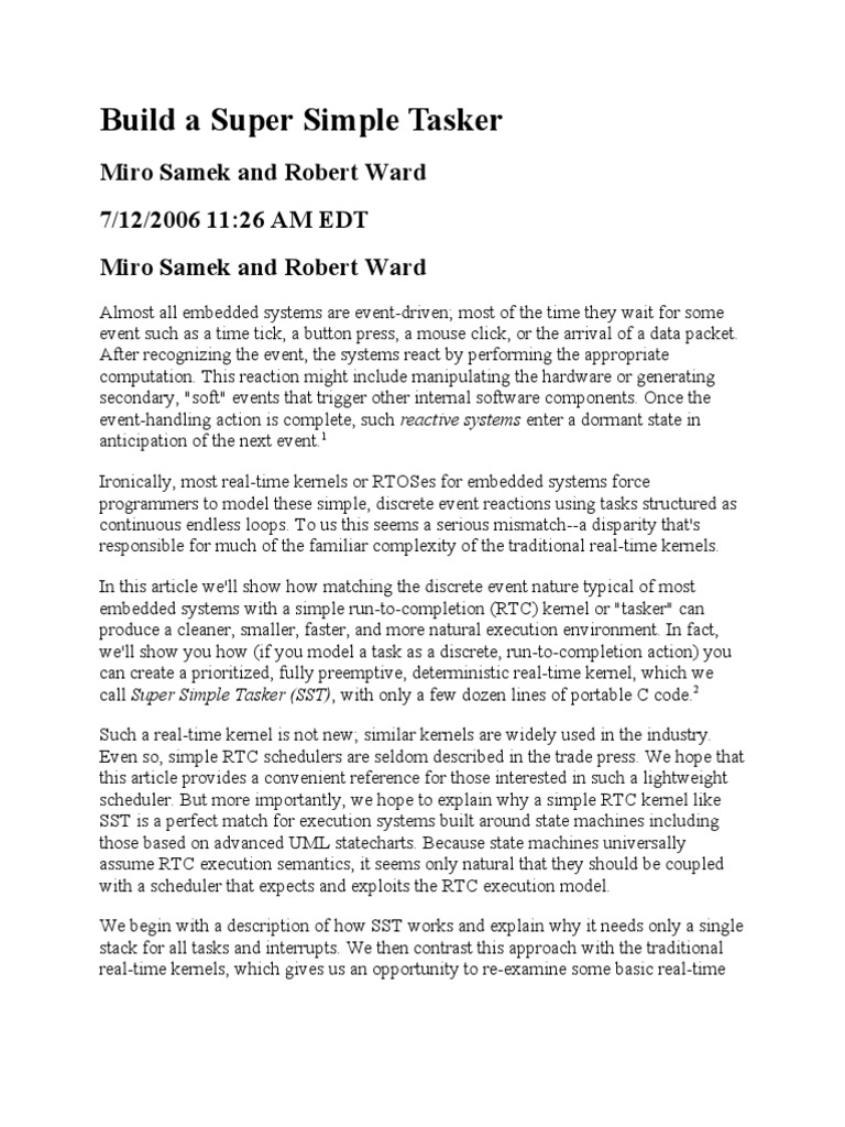 Build A Super Simple Tasker | PDF | Scheduling (Computing) | Kernel (Operating System)