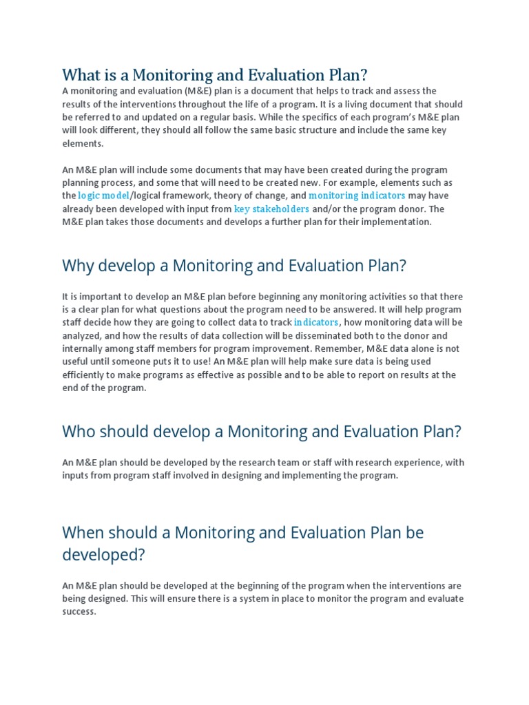 What Is A Monitoring and Evaluation Plan | PDF | Sexually Transmitted ...