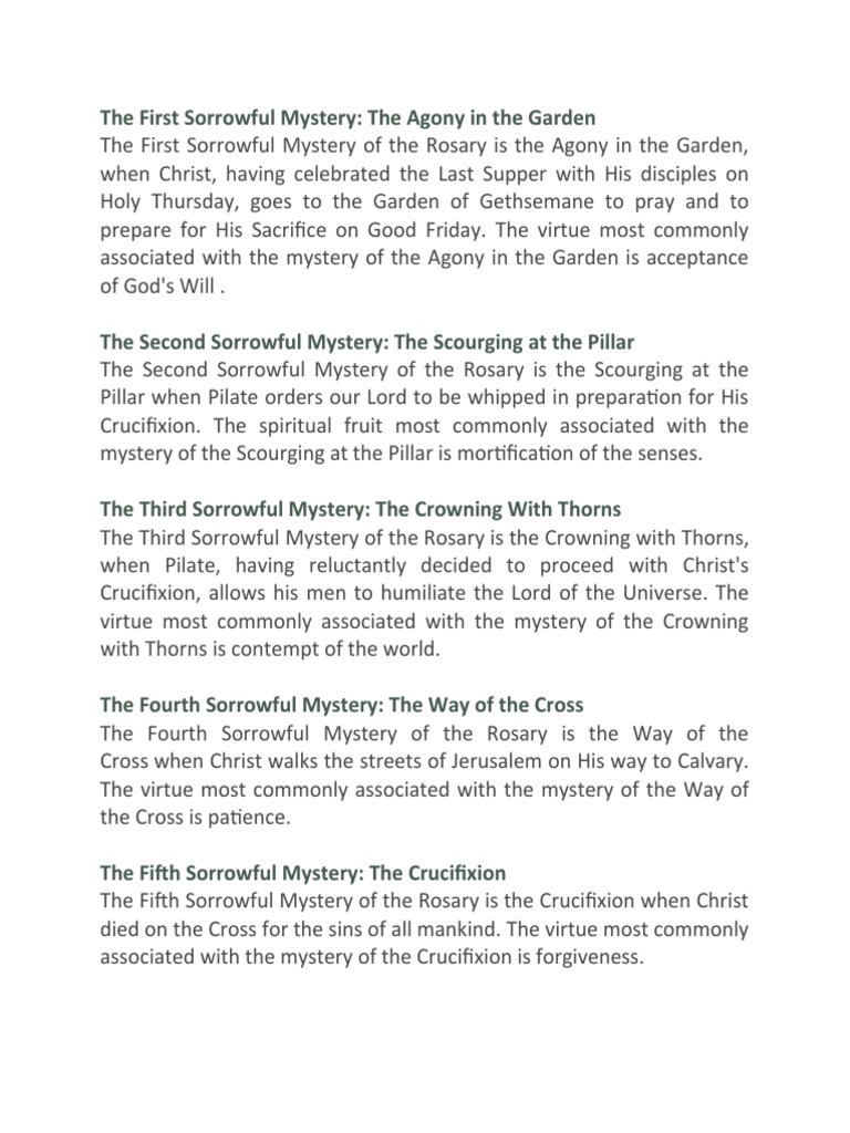The Sorrowful Mysteries | PDF | Philosophy | Religion & Spirituality