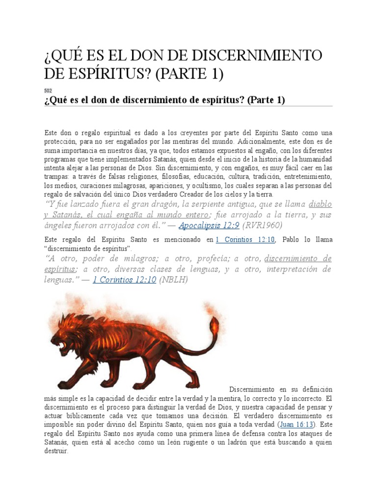 Qué Es El Don de Discernimiento de Espíritus P1 | PDF | Satán | Jesús