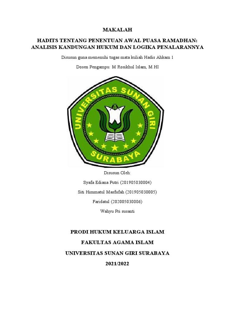 Makalah Hadits Ahkam Kelompok 5 | PDF