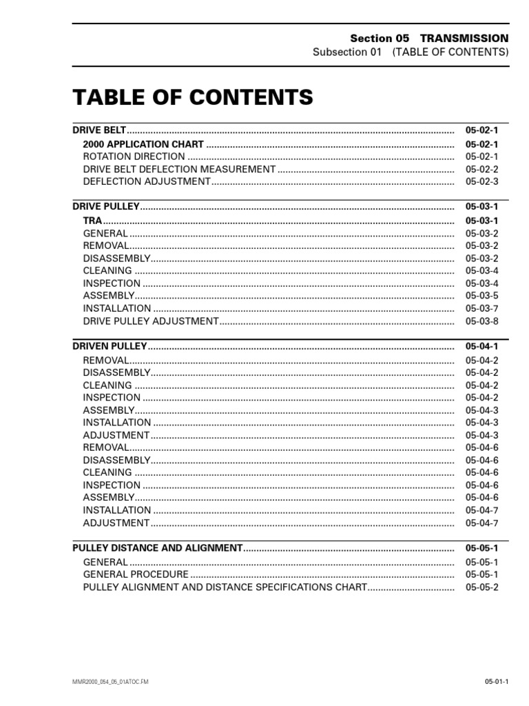 Subsection 01 (Table of Contents) : Section 05 Transmission | PDF ...