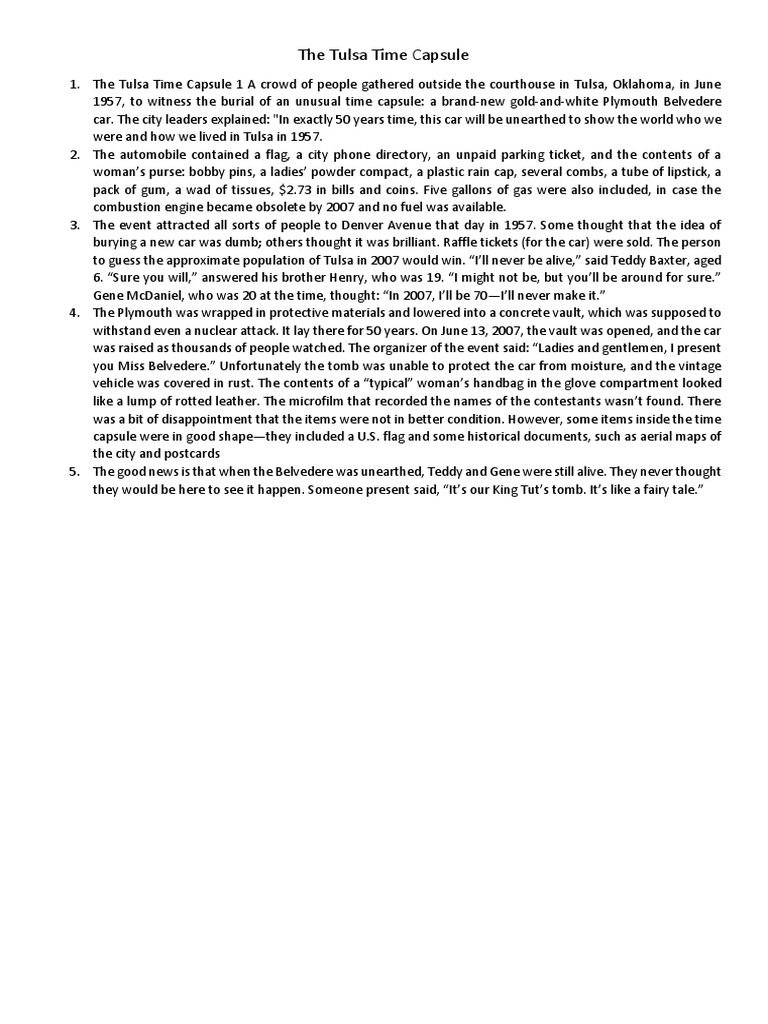 The Tulsa Time Capsule | PDF