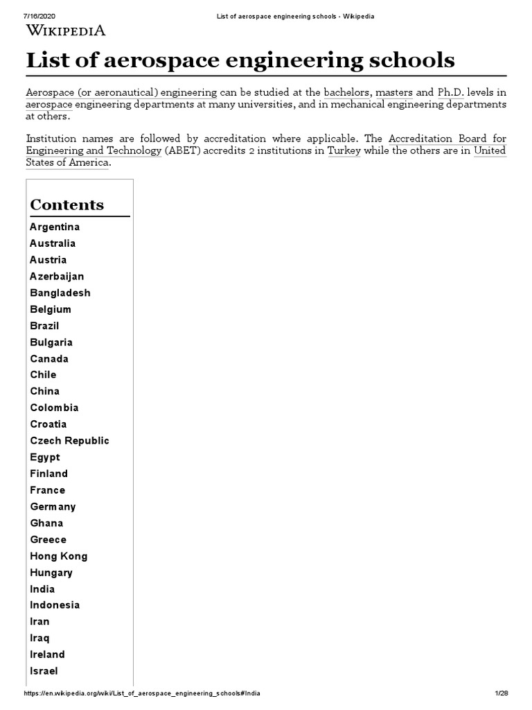 List of Aerospace Engineering Schools - Wikipedia | PDF | Aerospace ...