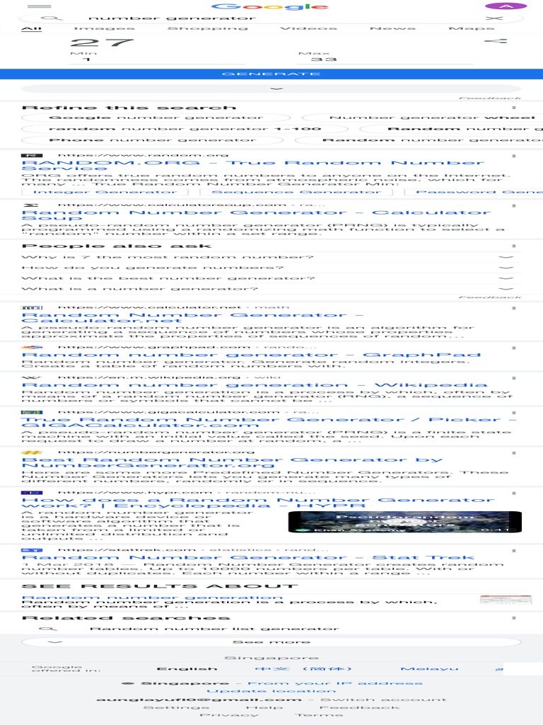Number Generator - Google Search | PDF | Randomness | Numbers