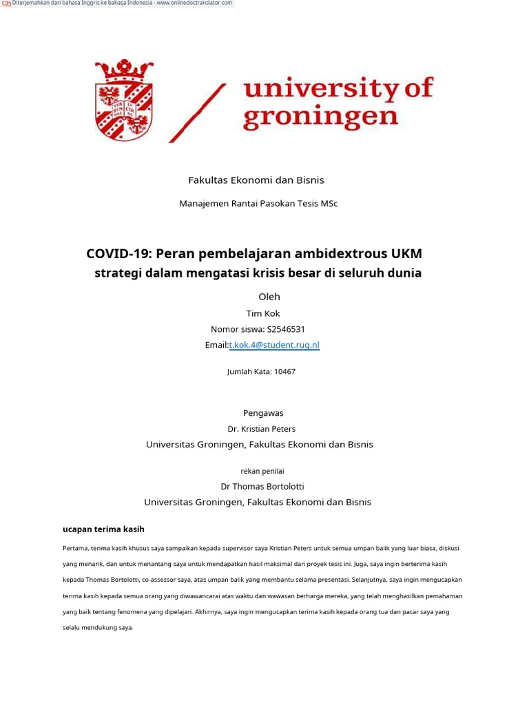 Master Thesis Tim Kok S2546531 SME Ambidextrous Learning During Crisis PDF - En.id | PDF ...