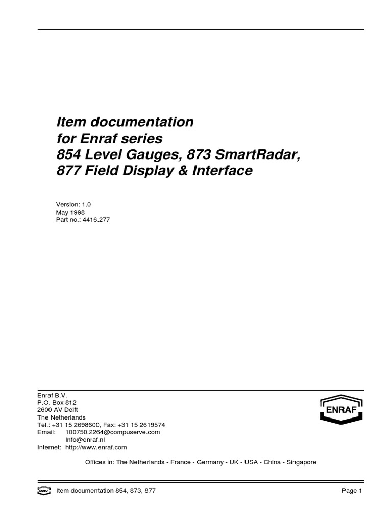 Manual ENRAF 854 ATG | PDF | Calibration | Frequency