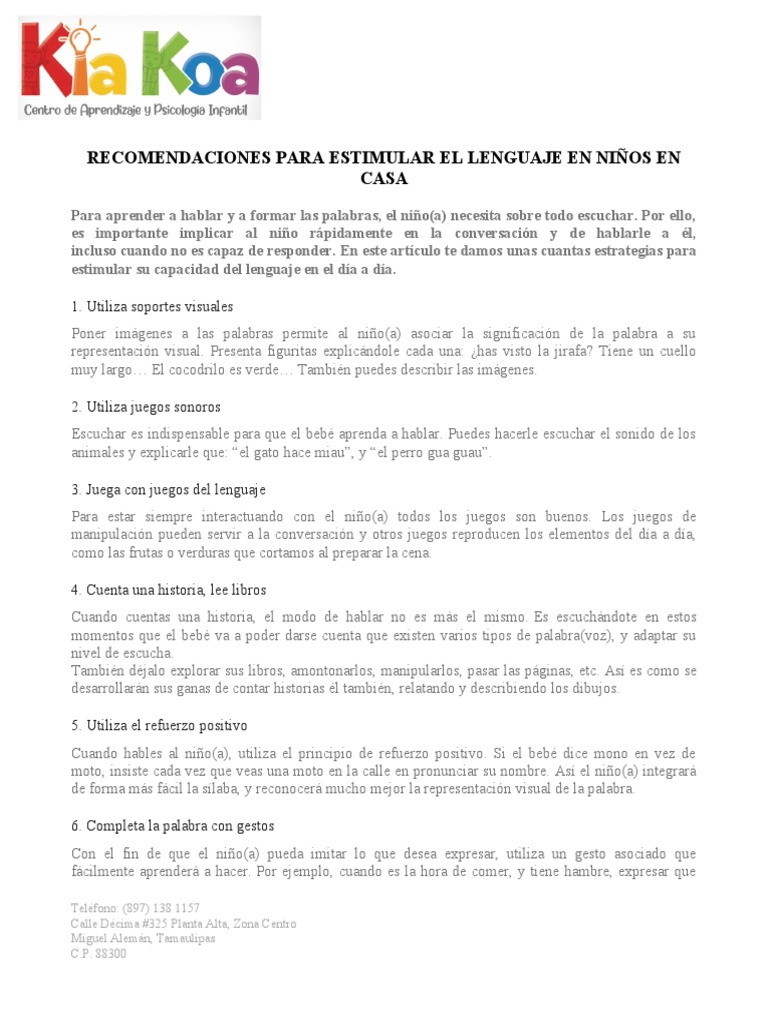 Estrategias para Estimular el Lenguaje Infantil | PDF
