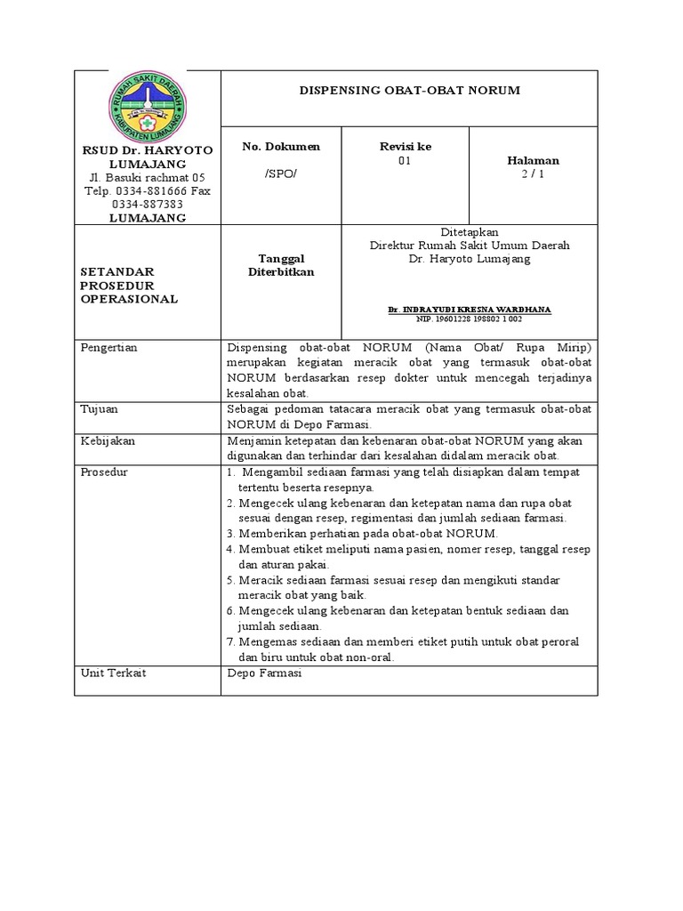 Prosedur Dispensing Obat NORUM | PDF | Pengembangan Diri