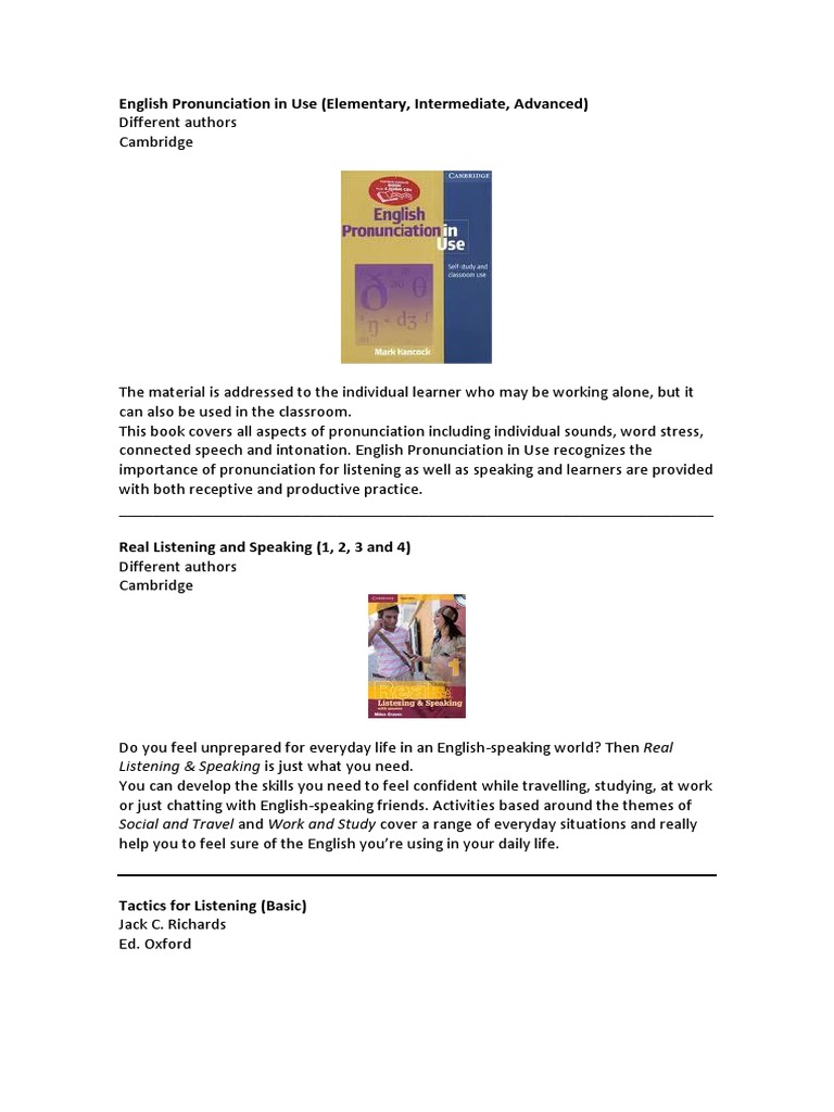 English Pronunciation in Use (Elementary, Intermediate, Advanced) | PDF