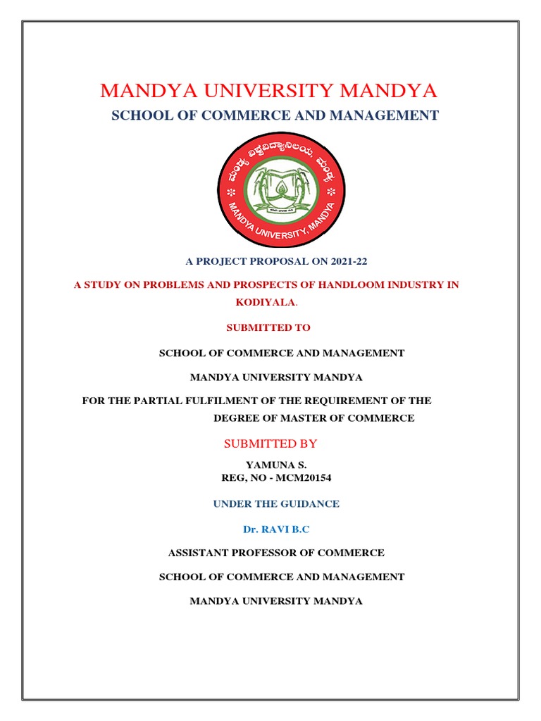 Mandya University Mandya: School of Commerce and Management | PDF | Weaving | Loom