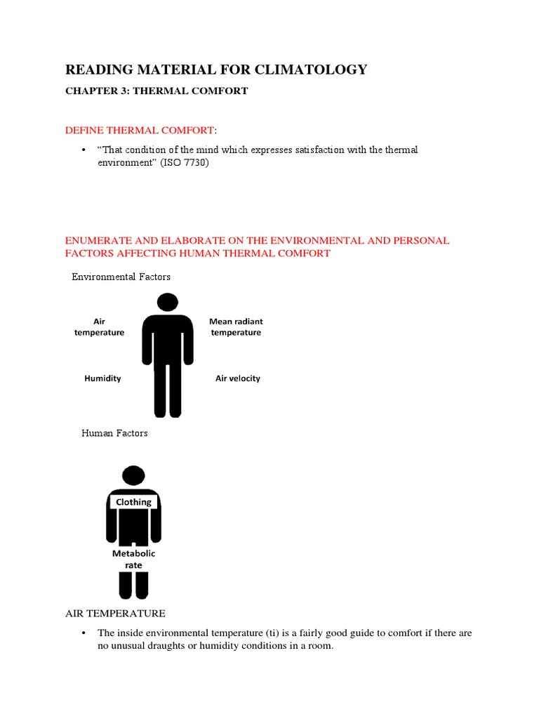 Reading Material For Climatology: Chapter 3: Thermal Comfort | PDF ...
