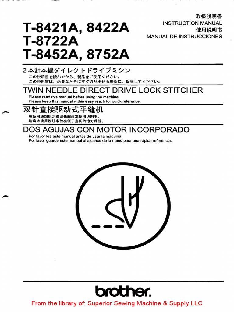 Brother T-8421A, 8422A, 8722A, 8452A, 8752A Instruction Manual | PDF ...