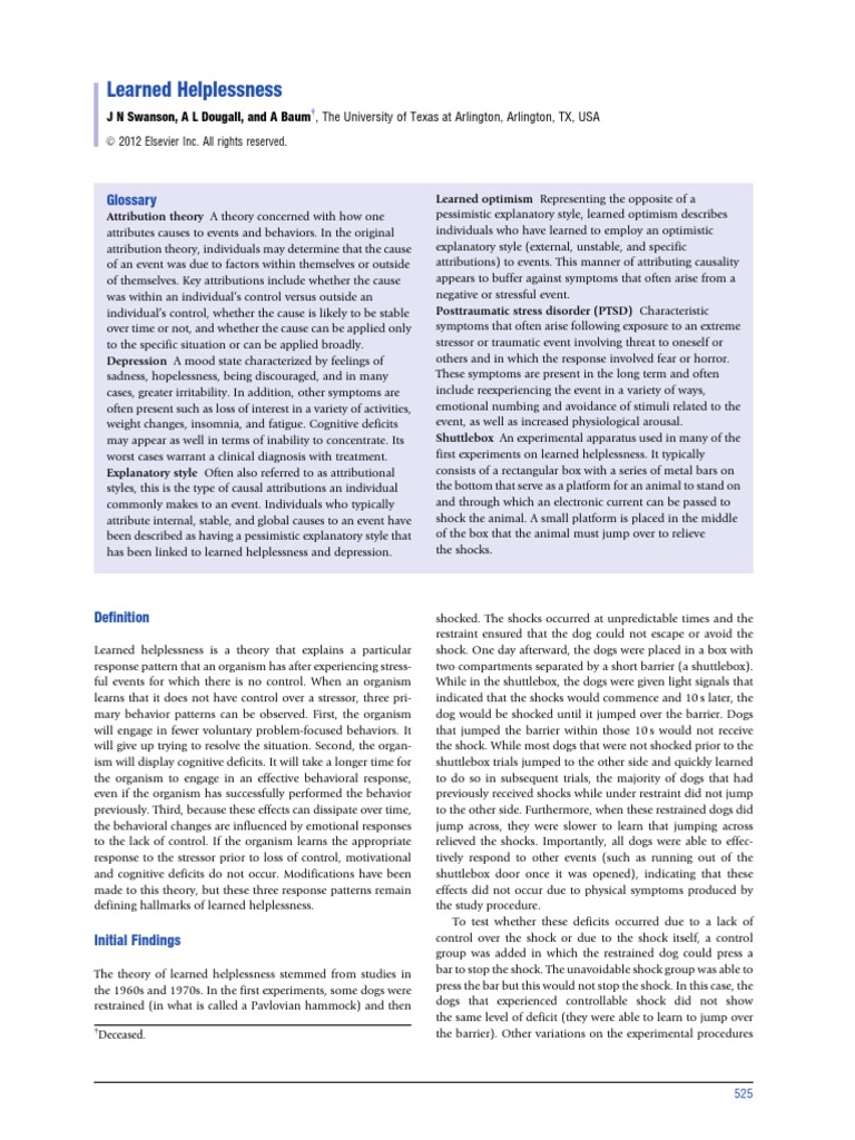 The Theory of Learned Helplessness: Explaining How Uncontrollable ...
