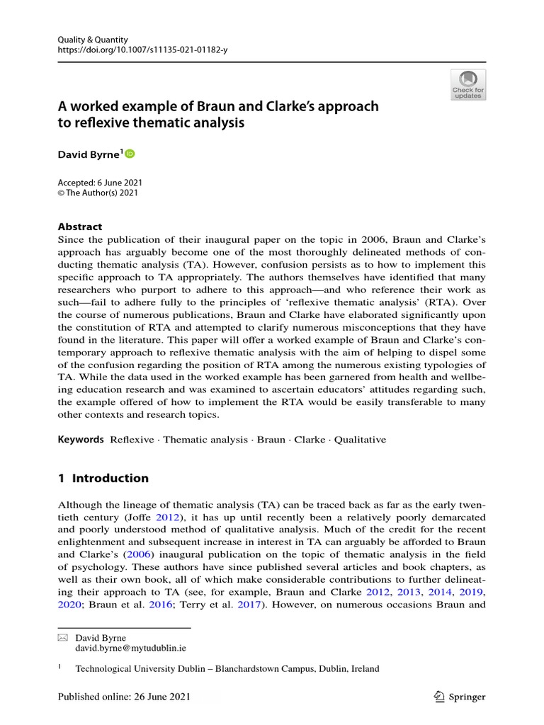 A Worked Example of Braun and Clarke | PDF | Qualitative Research ...