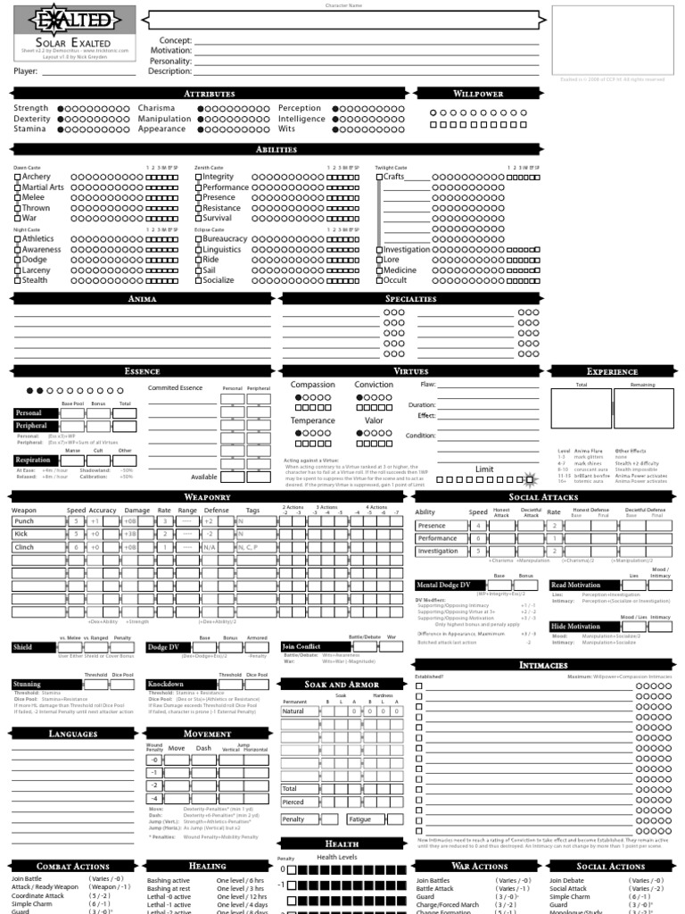 Editable Solar Sheet 6 Page | PDF | Role Playing Games