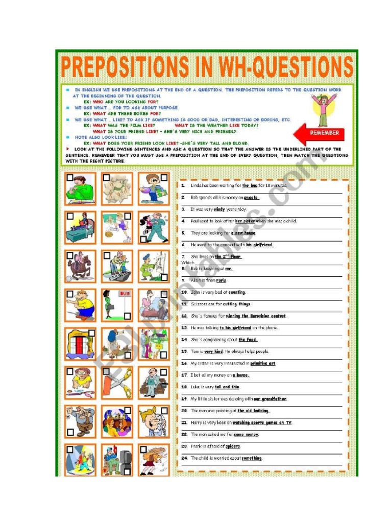 WH Questions Ending With Prepositions | PDF