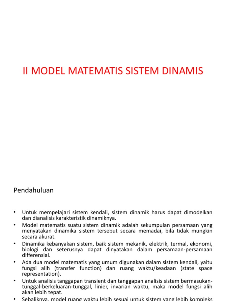 Ii Model Matematis Sistem Dinamis | PDF