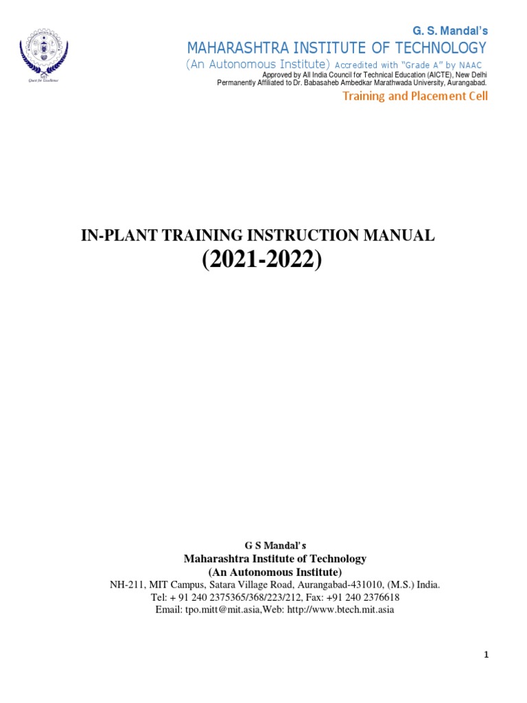 In-Plant Training Manual 2021-2022 | PDF | Automation